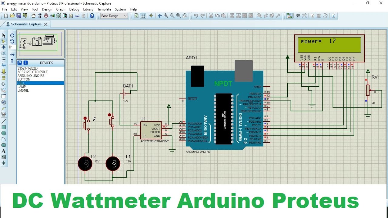 Wattmeter With Arduino In Proteus Simulation Of Wattmeter With Arduino In Proteus Youtube
