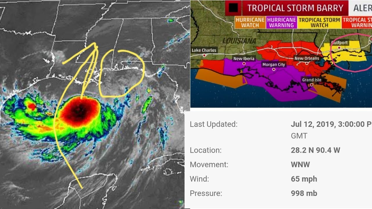 Tropical Storm Barry Gets Stronger. Update #6. Hurricane Warnings Out ...