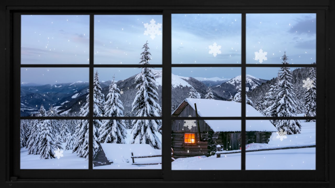 4K Winter Christmas Aesthetic Screensaver I Fake Window Snow Projector ...