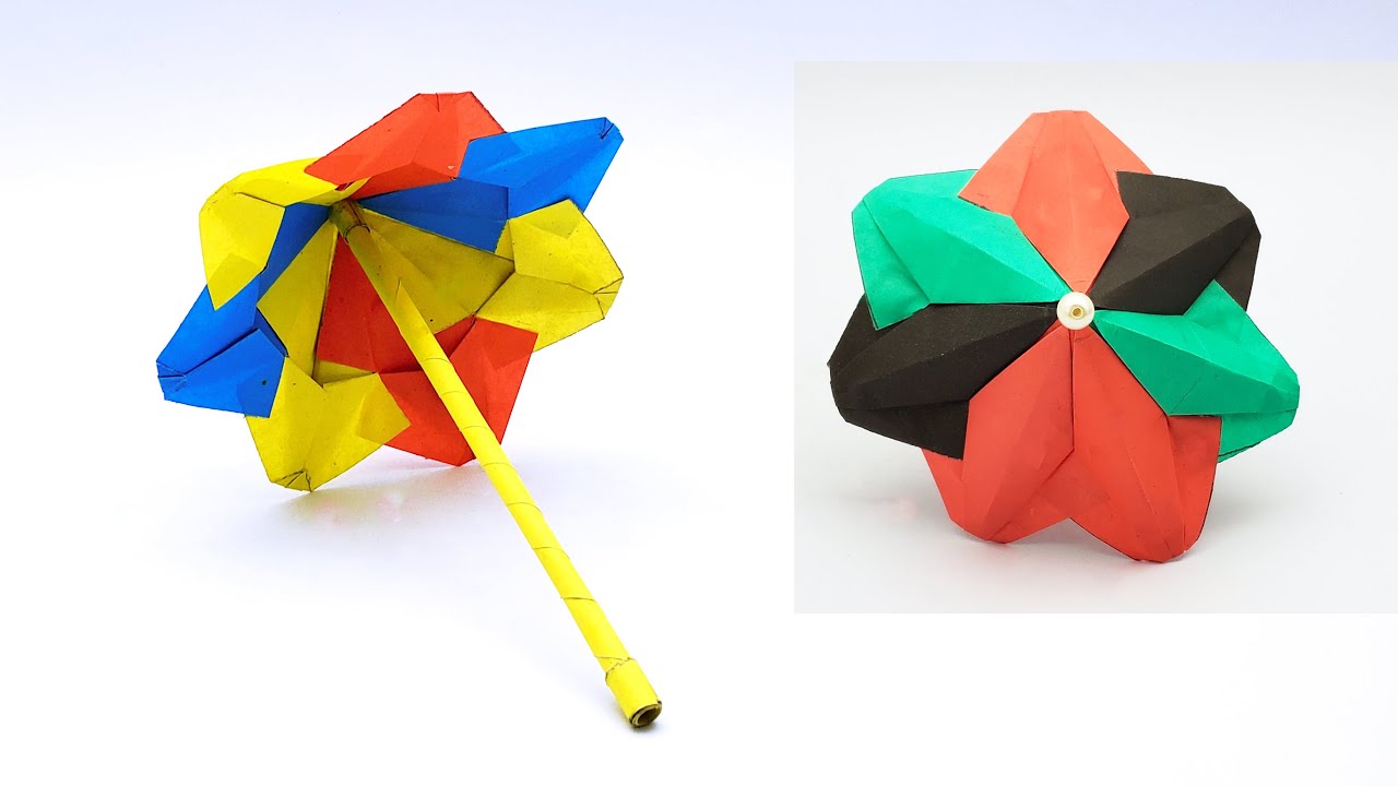 Paper Umbrella that open and close | easy crafts | DIY Origami Paper ...
