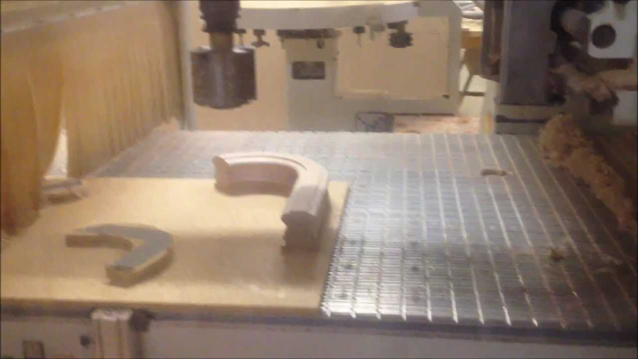 milling curved handrail on 5 axis router - YouTube