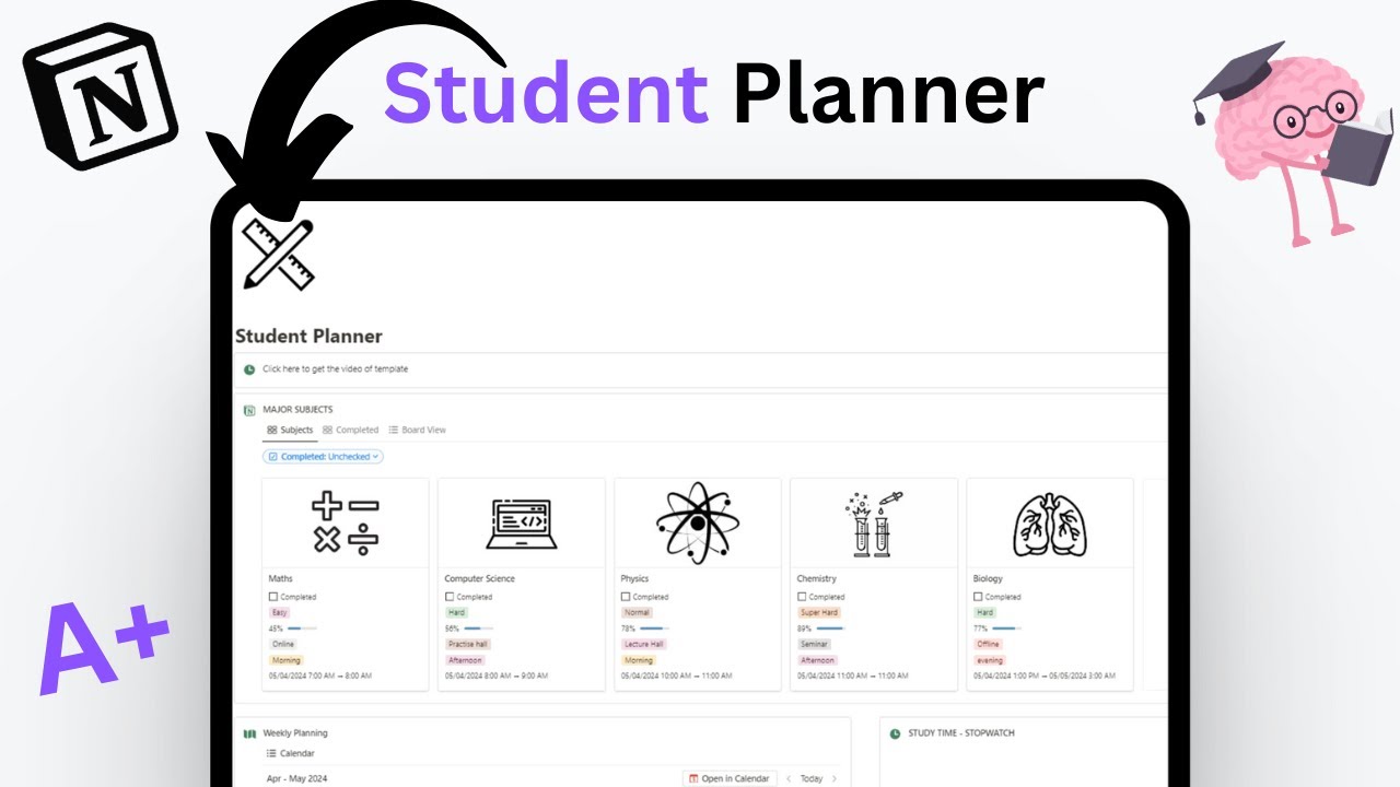 Notion Student Planner - ( FREE Template TOUR ) - YouTube