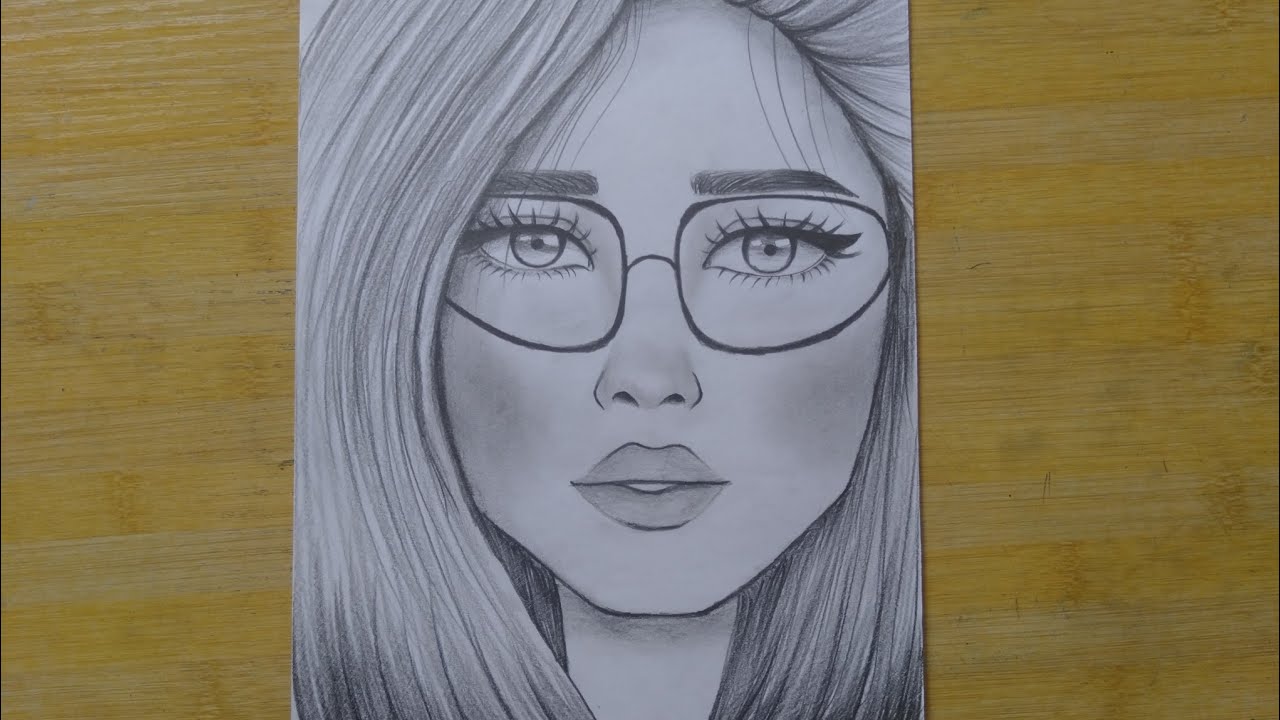 How to draw a Girl with Glasses step by step//Pencil sketch - YouTube