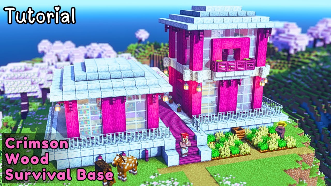 [Minecraft] 🌹 Survival Base Build from Crimson Wood - Guide [6] - YouTube