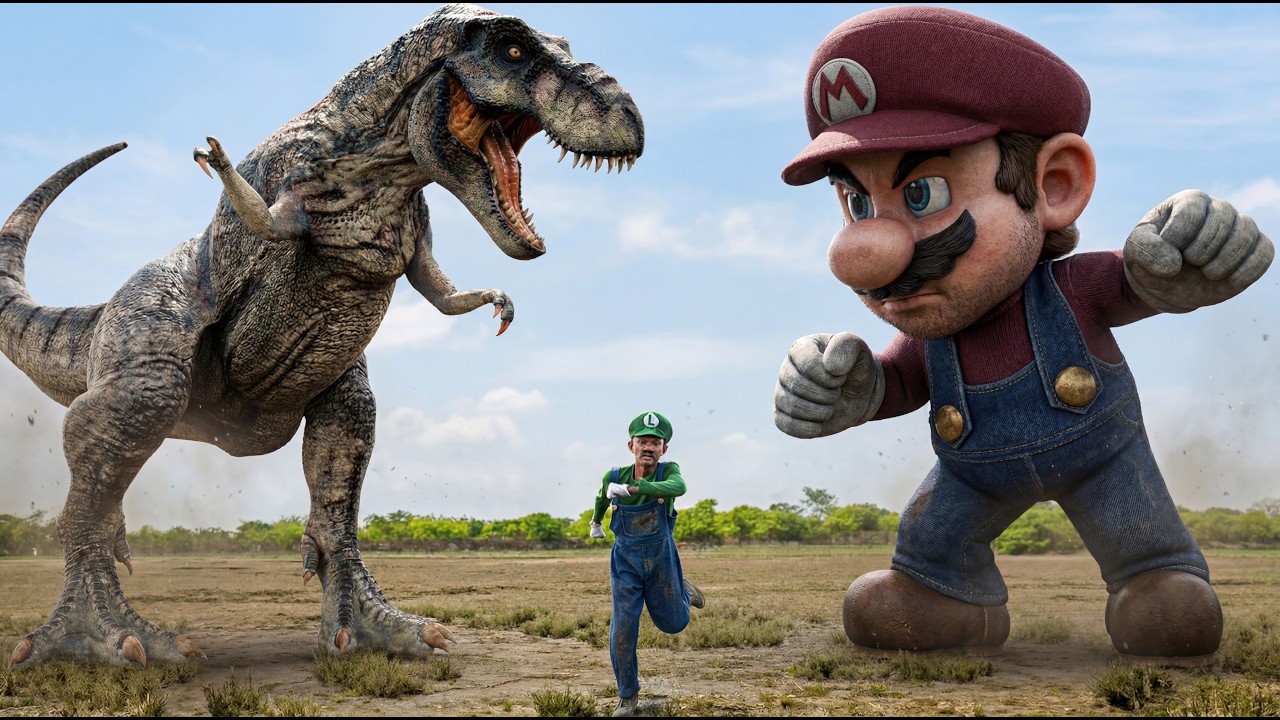 MOST REALISTIC Dinosaur | T-Rex VS Mario | Jurassic Park Fan-Made Movie ...