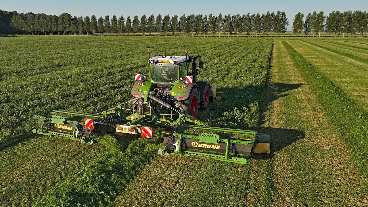 Mowing & Merging | *NEW* Krone triple mower & Fendt 724 ONE | Grass ...