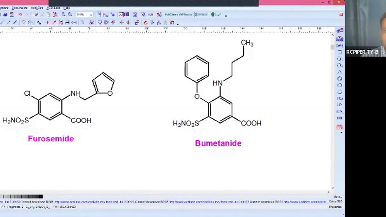 Structures of loop diuretics Bumetanide & Ethacrynic Acid - YouTube