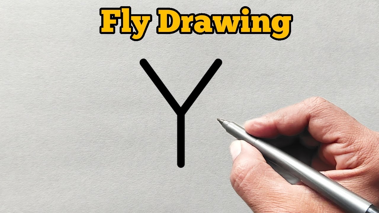 How to draw fly from letter Y | Easy Fly Drawing for beginners | letter ...