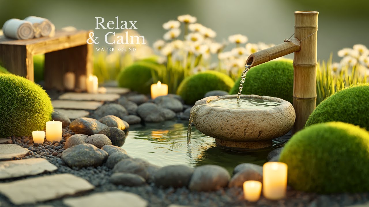 Soothing music and the sound of water 🍃 Peace of mind, Relieves anxiety ...
