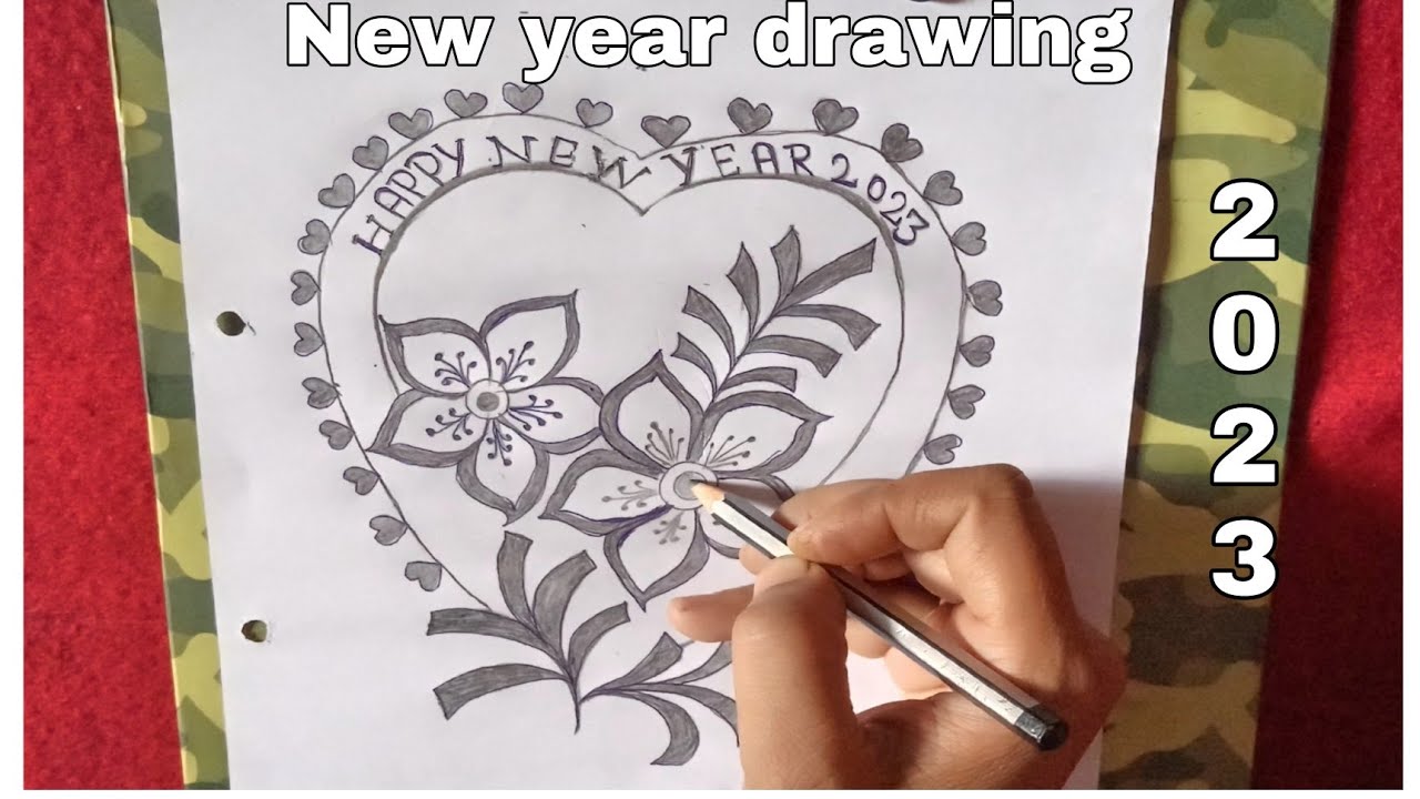 Happy New year 2023 drawing card /special new year drawing 2023/Pencil ...