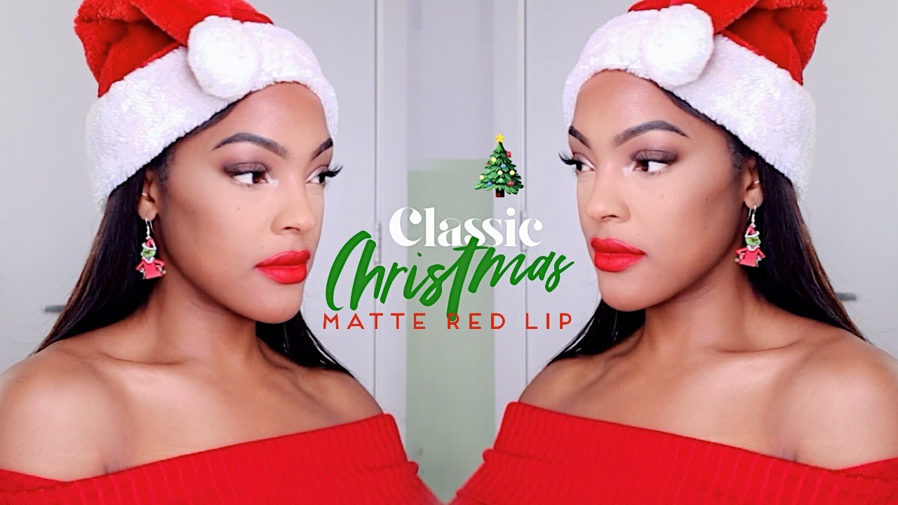 Classic Christmas Day/ Holiday Red Matte Lip Make-Up - YouTube