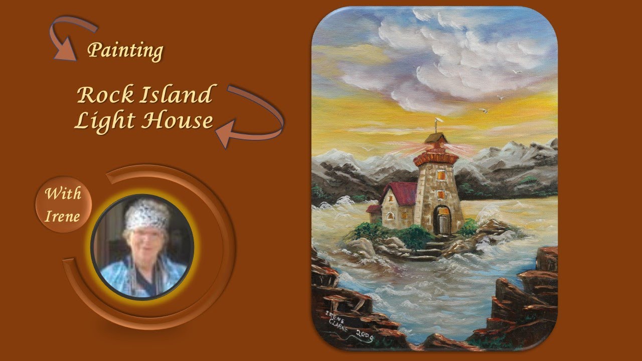 How to paint "Rock island Light House", Painting with Irene - YouTube