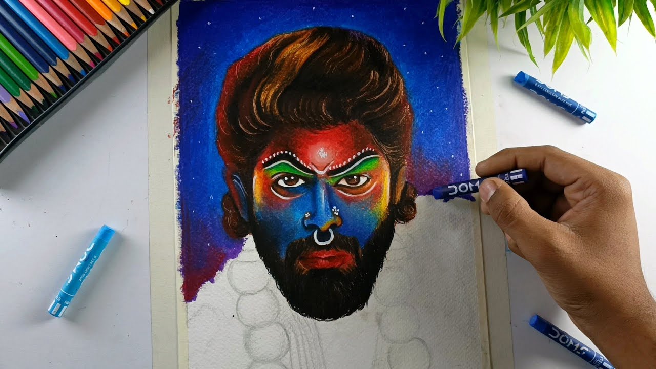 Pushpa 2 Drawing | Step By Step Oil Pastels (Drawing Tutorial) - YouTube