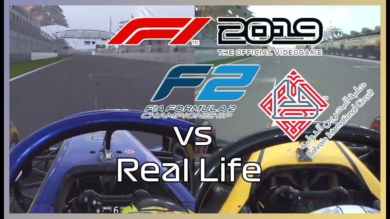 F1 2019 (Formula 2 Cars) vs Real Life @ Bahrain - YouTube
