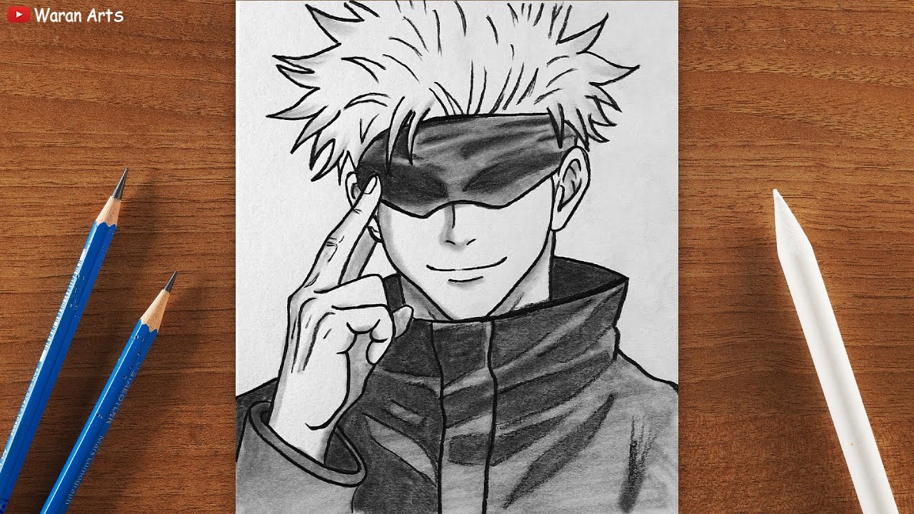 Easy Anime Drawing || How to Draw Gojo step-by-step || Easy Drawing ...
