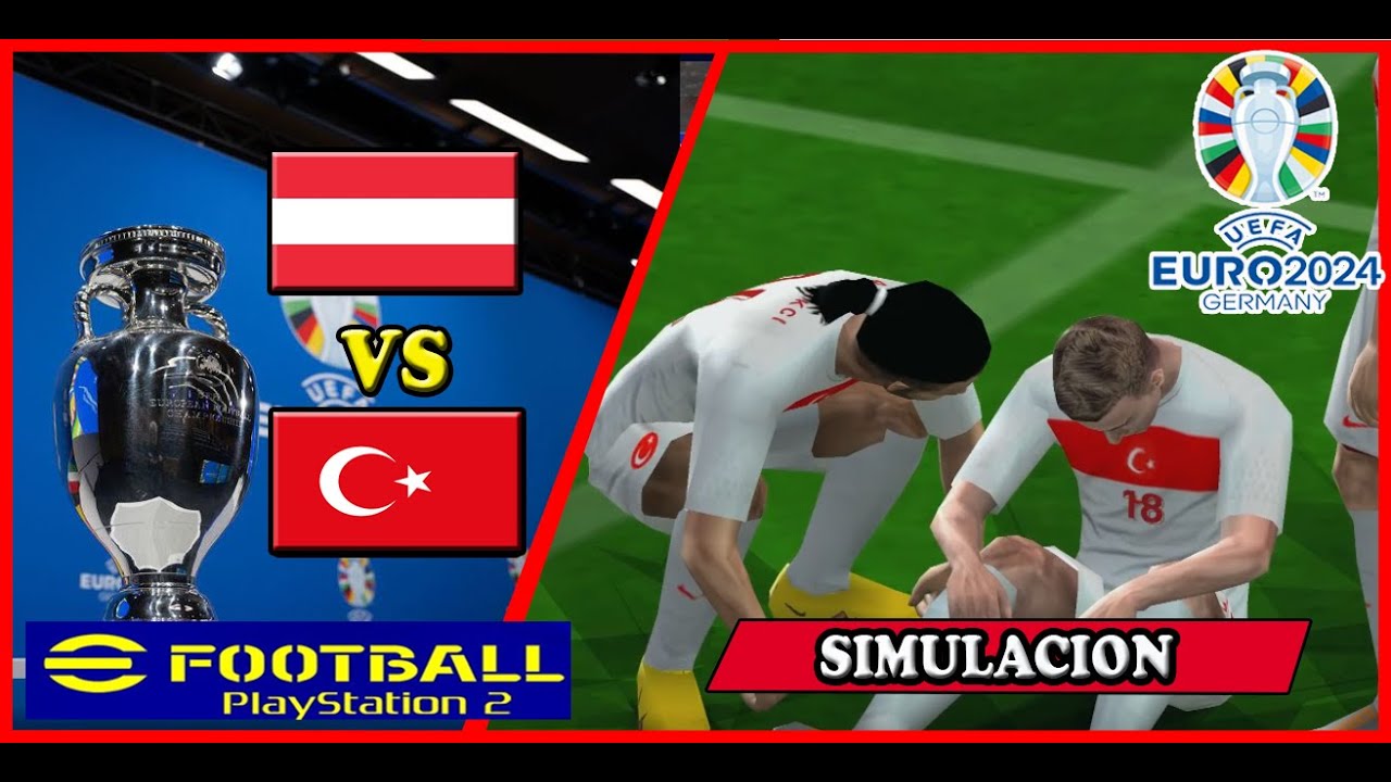 Austria vs Turquia UEFA EURO 2024 PES 2024 (PS2) | GAMEPLAY SIMULACION ...
