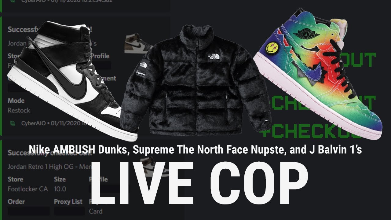 Live Cop - Nike AMBUSH Dunks, Supreme The North Face Nupste, and J ...