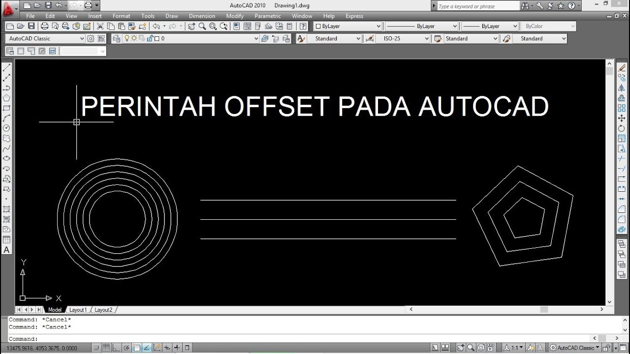 PERINTAH OFFSET PADA AUTOCAD - YouTube