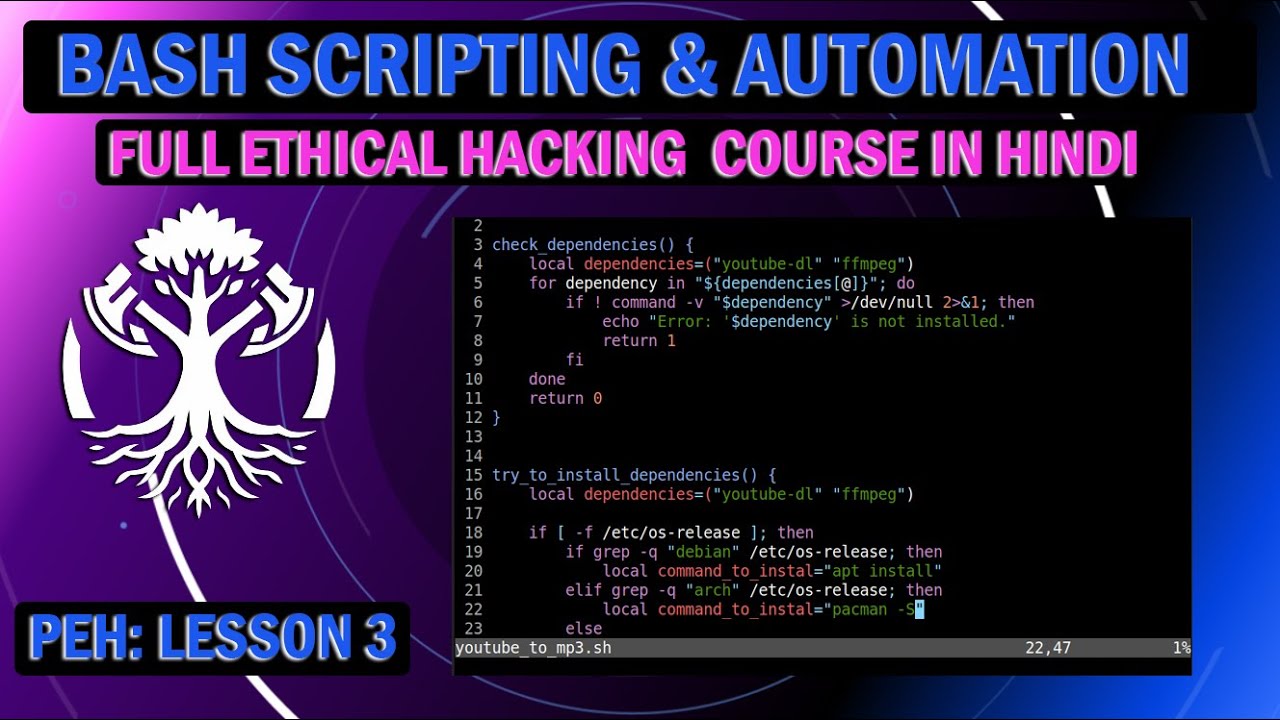 lesson 3 : Practical Ethical Hacking full course in hindi | bash scripting - YouTube