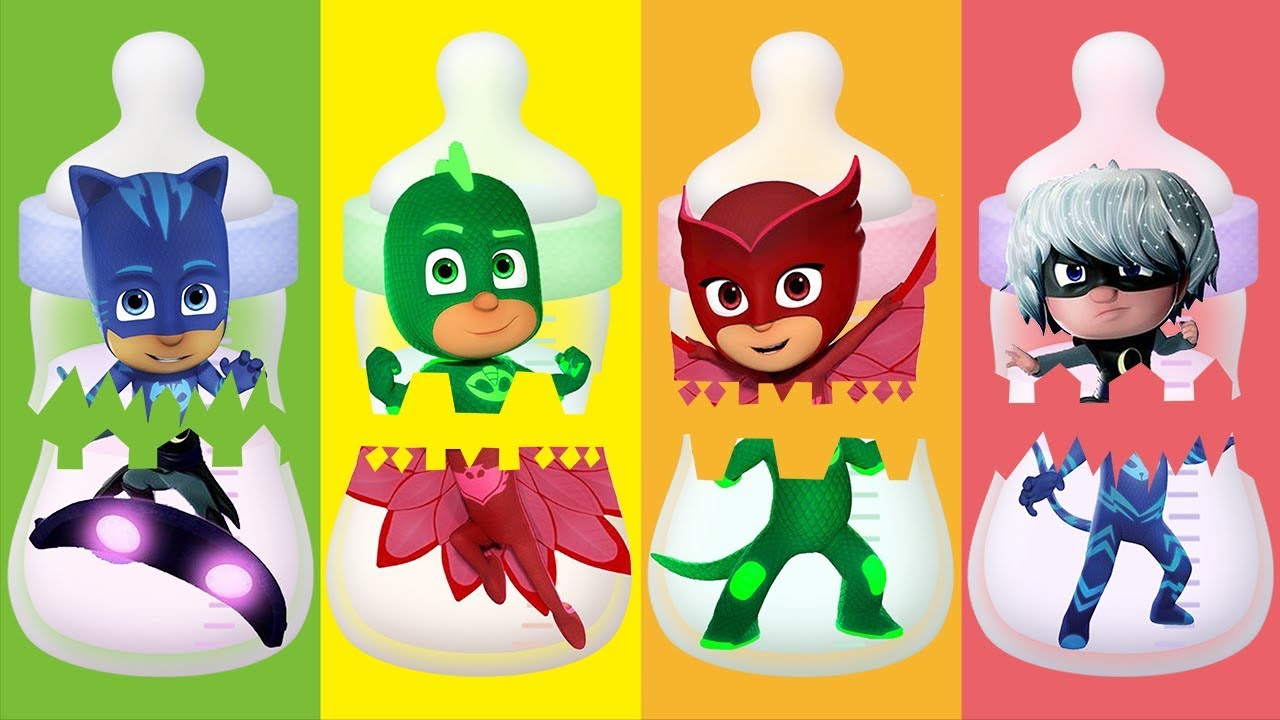 Wrong Heads PJ Masks Baby Bottles Finger Family Nursery Rhymes Learn ...