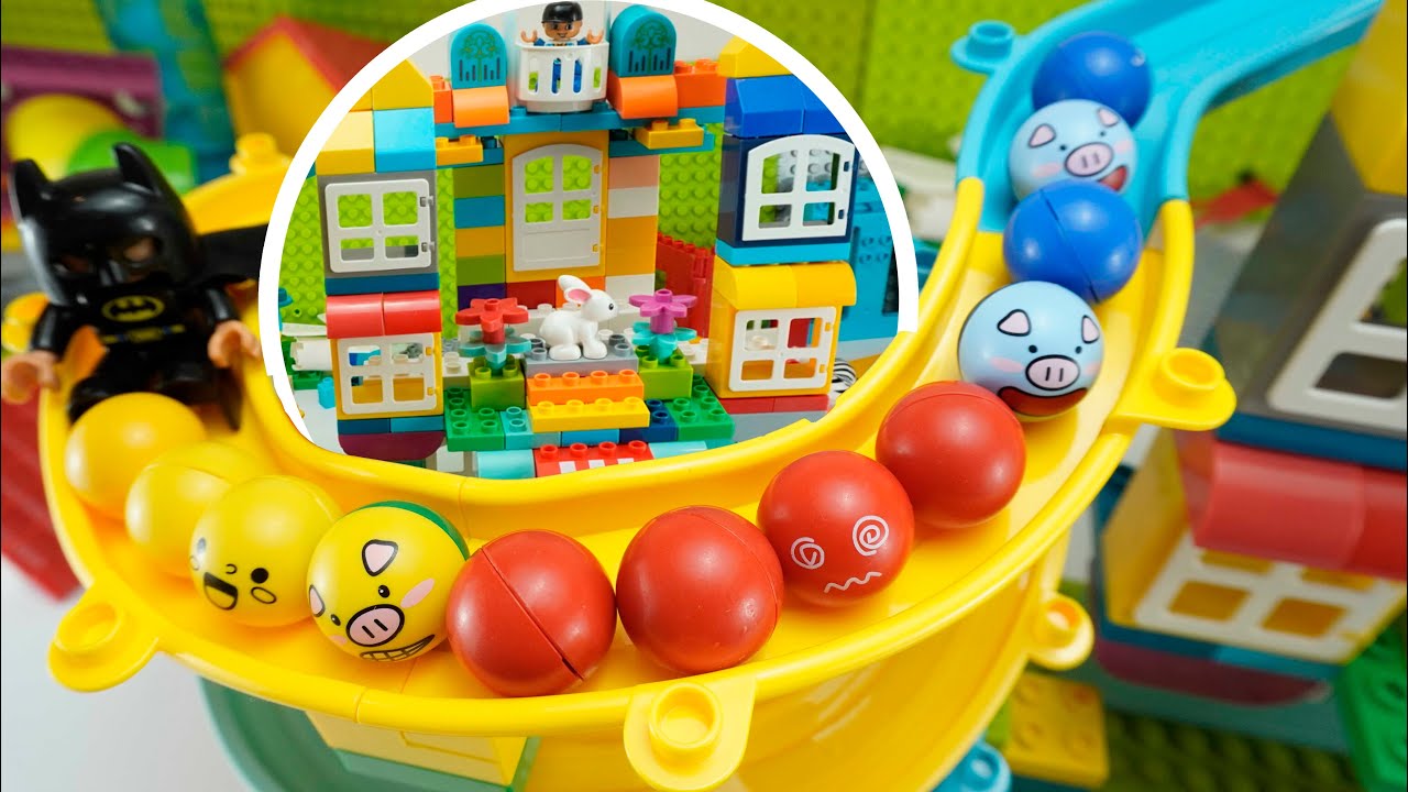 Marble Run ASMR: Spiral Castle Building Blocks Create A Racetrack For ...