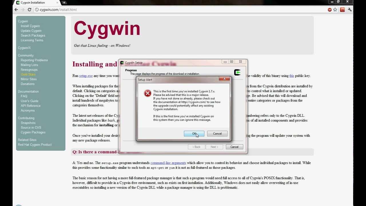 Downloading And Installing Cygwin And G Youtube