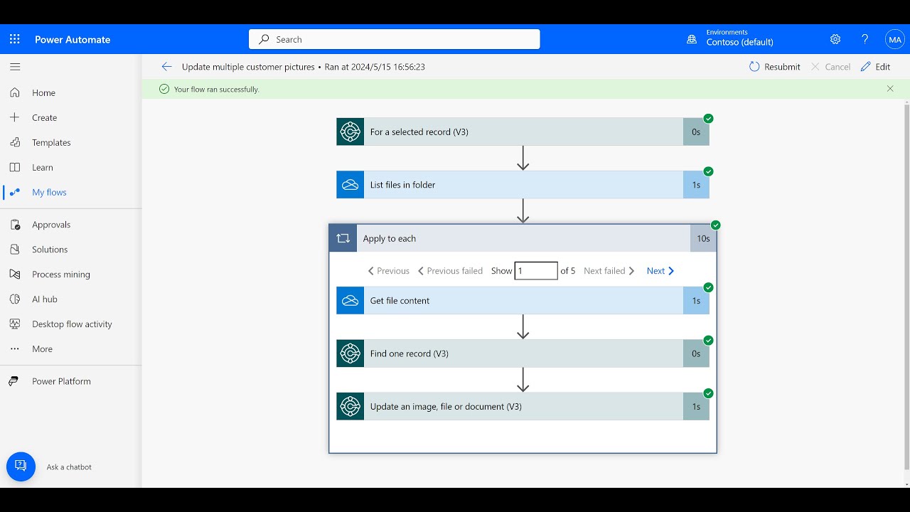 Create a flow in Power Automate to update multiple customer pictures in ...