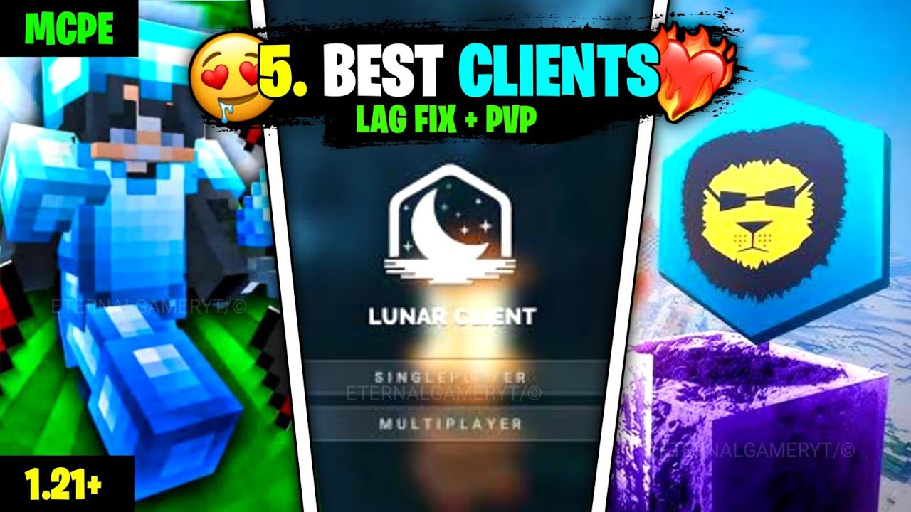 Top 5 best Clients For MCPE 1.21+ (FPS BOOST) | Best Lag Fix Clients ...