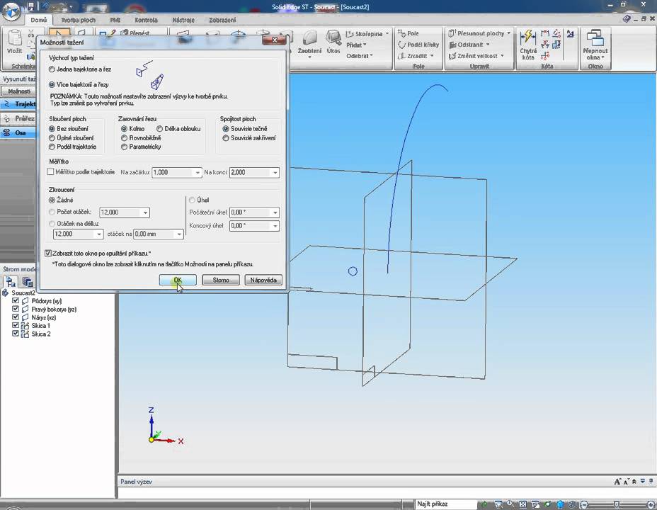 Solid Edge ST2 - pružina po trajektorii (do oblouku) - YouTube