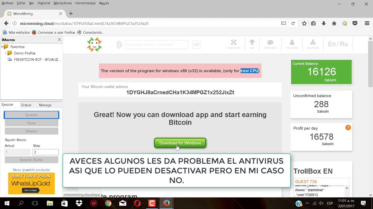 Minar bitcoin con mi PC CPU Y GPU Facil - YouTube
