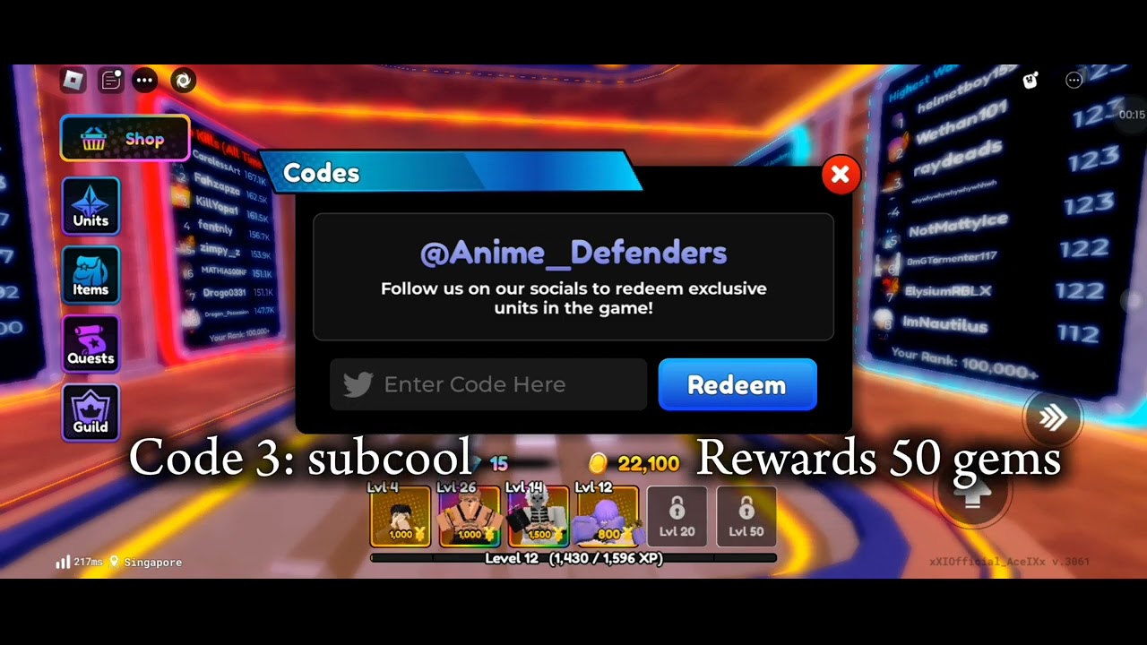 Anime defenders Codes (2024) 1500 GEMS CODES - YouTube