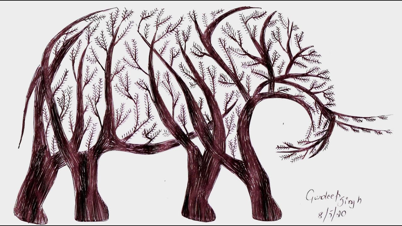 How to Draw Elephant Tree #Drawing #Gurdeep #10 - YouTube