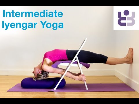 Intermediate Iyengar Yoga - Use a chair to extend the body - YouTube
