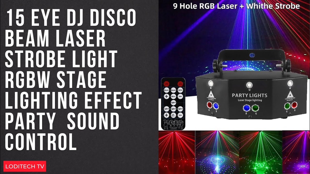 9 EYE DJ Disco Beam Laser Strobe Light Projector UV RGBW Stage Lighting ...