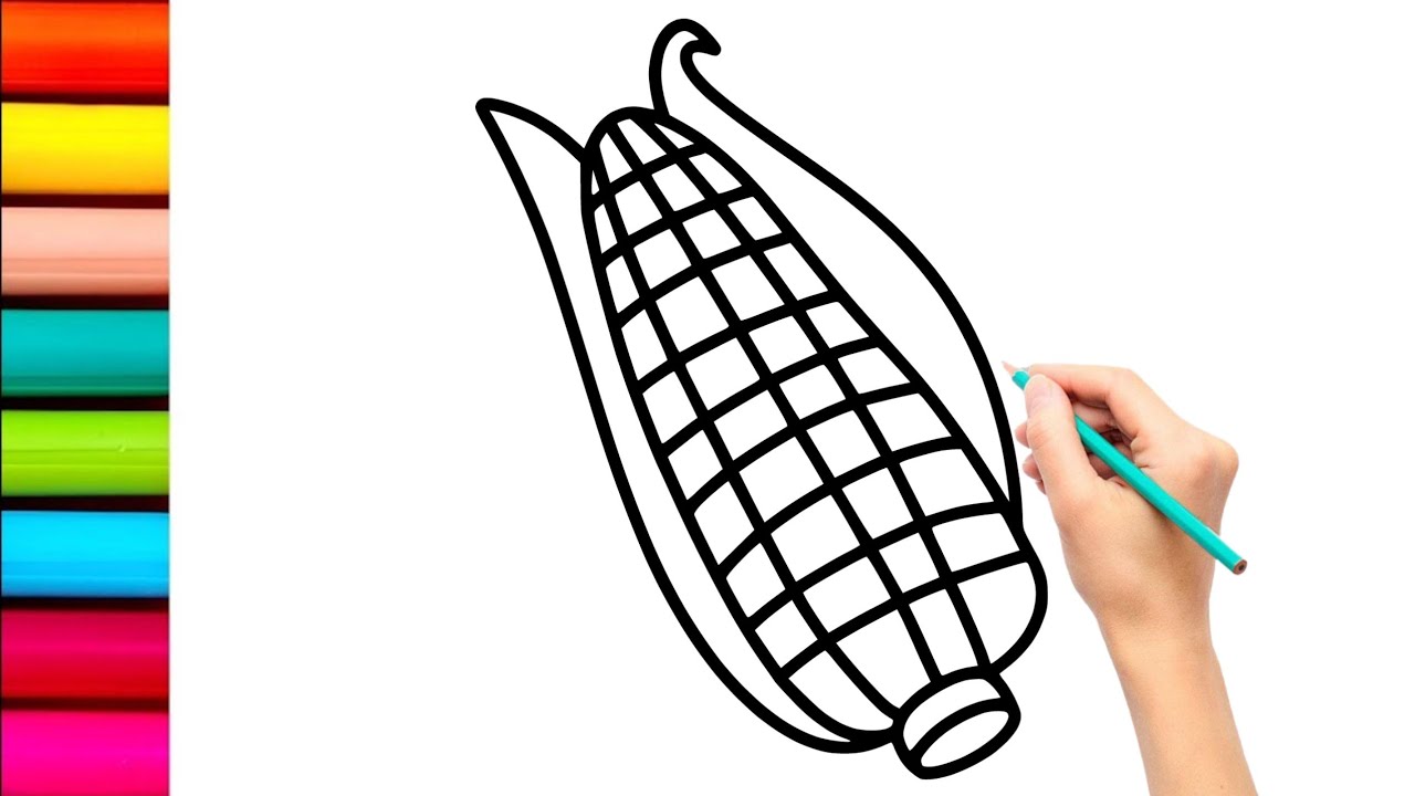 How to draw a corn 🌽 step by step. Easy drawing for kids & toddlers ...