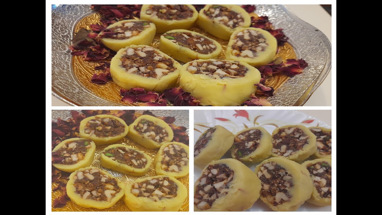 Mawa Dry Fruit Khajoor Roll Recipe | Khajoor Rool | Cooking With Anjana ...