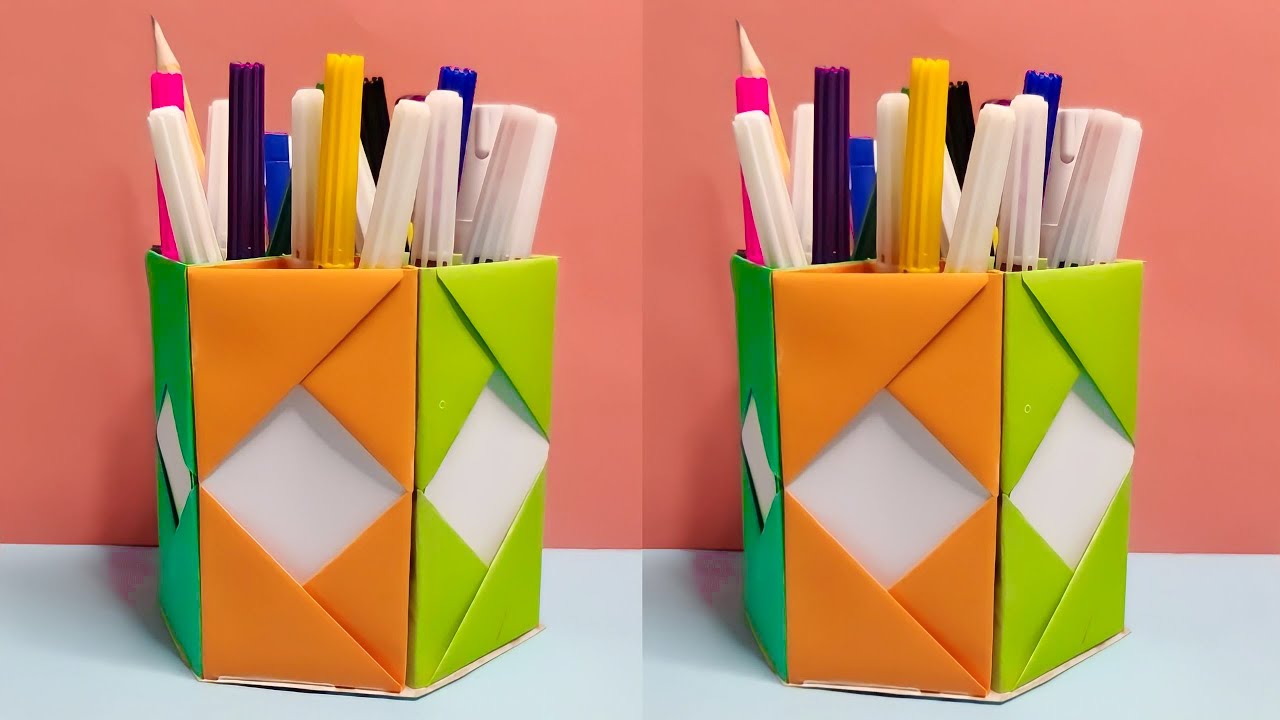 How to make easy pen box with paper \ Cute pen box ideas \ Easy pen ...