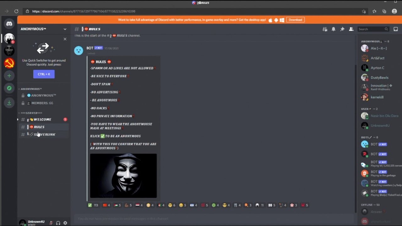 Surfing The Official Anonymous discord server!! - YouTube
