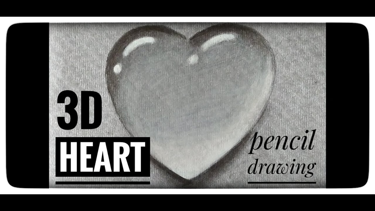 3D Heart drawing || pencil drawing of 3D heart - YouTube