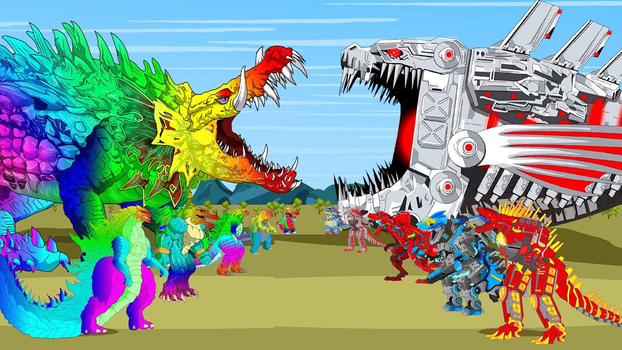 MECHA BLOOP - T- REX - SHARK vs LIZZIE RAINBOW - GODZILLA RADIATION ...