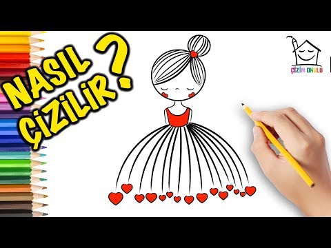 Nasıl Çizilir? - Kalp Elbiseli Kız -  Resim Çizme - ÇİZİM OKULU