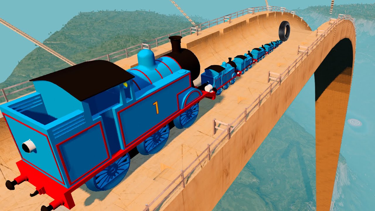 Big & Small Thomas the Tank Engine vs Giant Ramp | BeamNG.Drive #1 ...