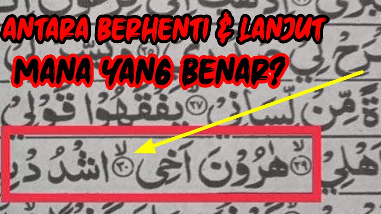 Berhenti atau Terus pada Waqaf Mamnu' (لا) Diakhir Ayat - YouTube
