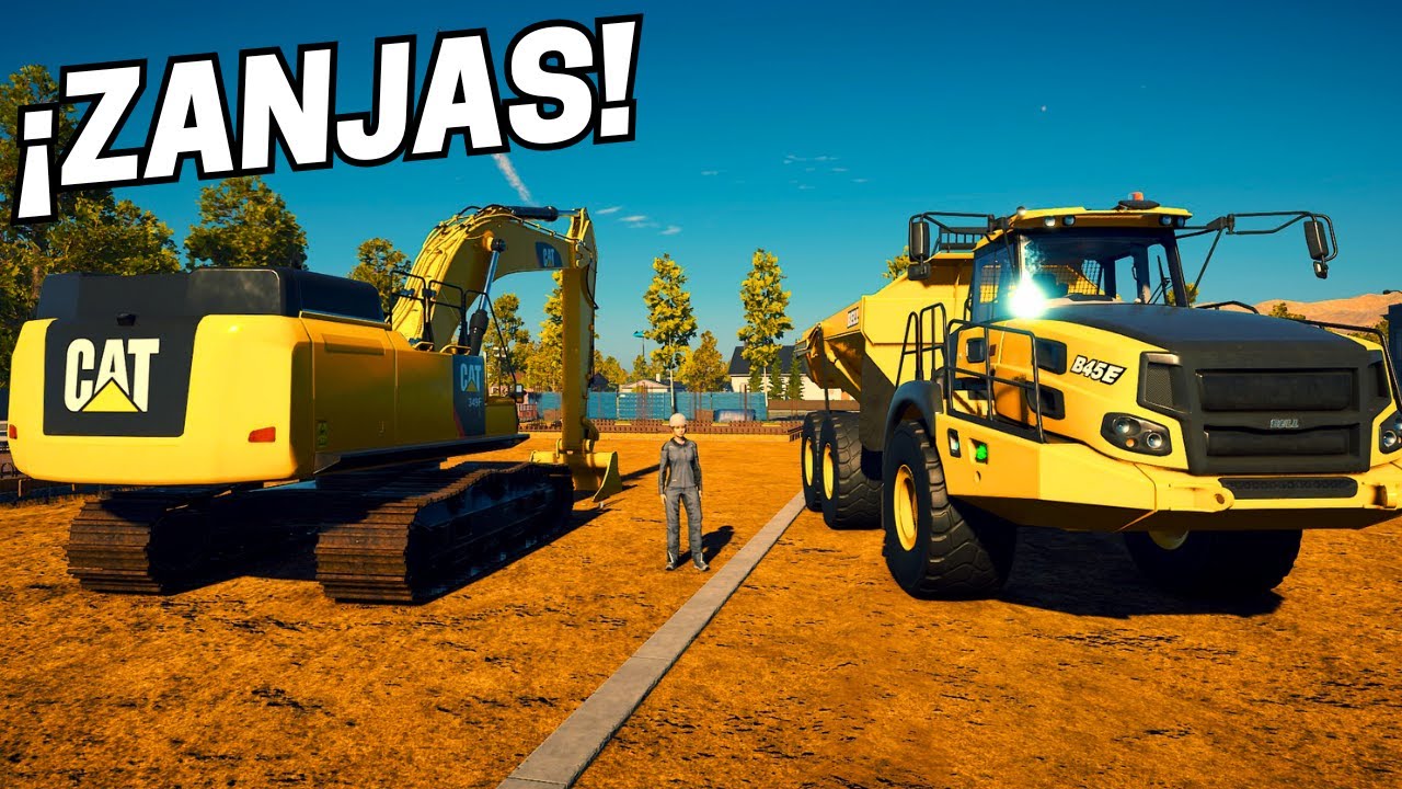 ¡EXCAVADORA CATERPILLAR HACIENDO ZANJAS! / EP 9 -PARTE 2 / Construction ...