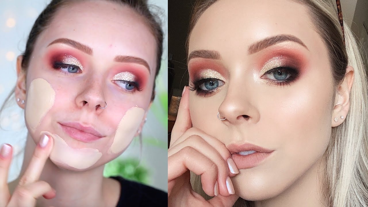 GLITTERY GOLDEN SUNSET MAKEUP LOOK - YouTube