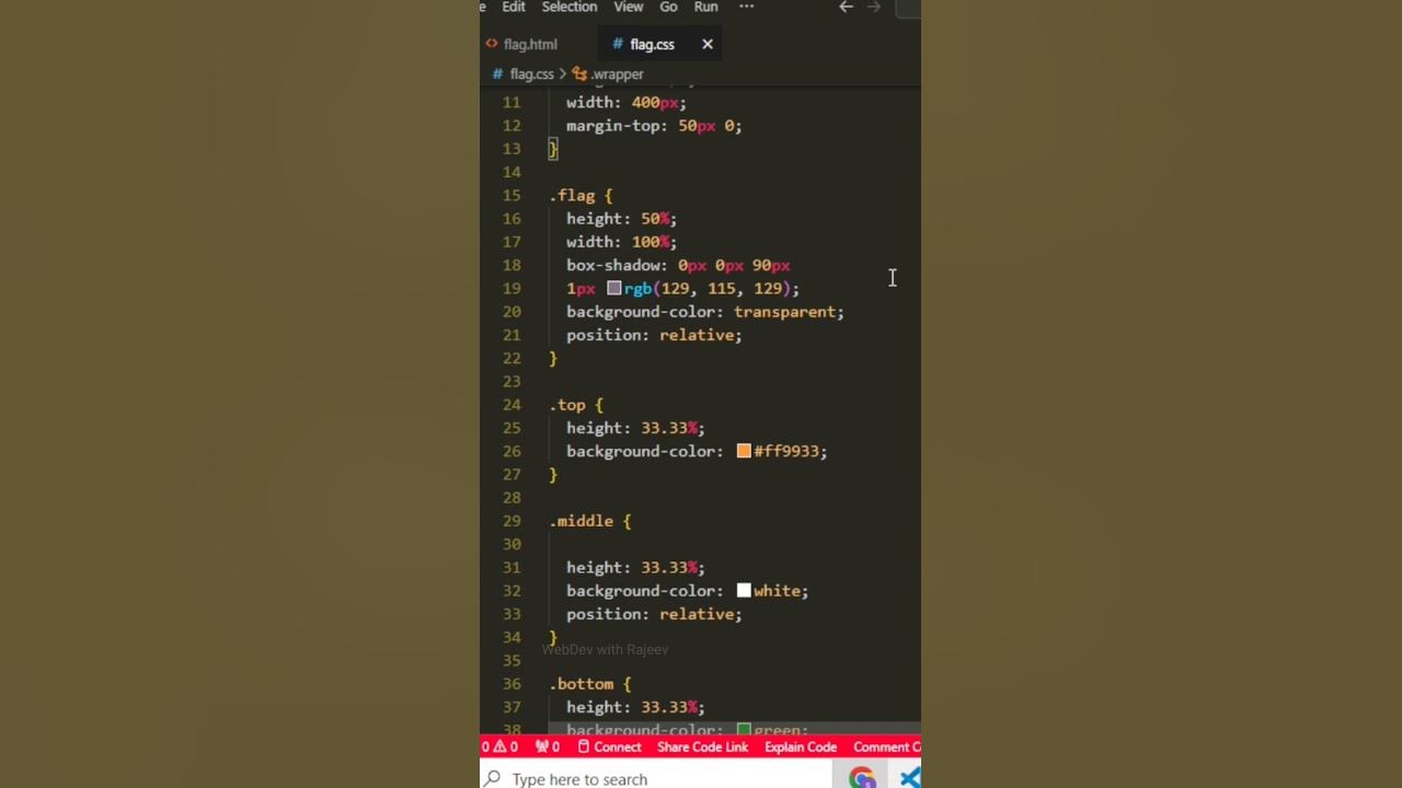 Create Indian Flag Using Html And Css Create India Flag Webdevwithrajeev Indianflag Coding