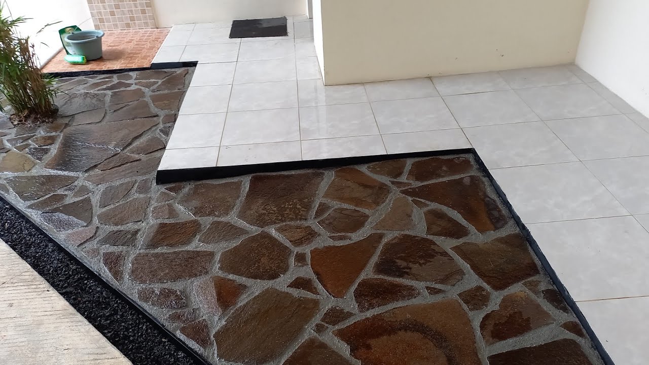 cara memasang batu lempeng untuk jalan setapak dan teras - YouTube