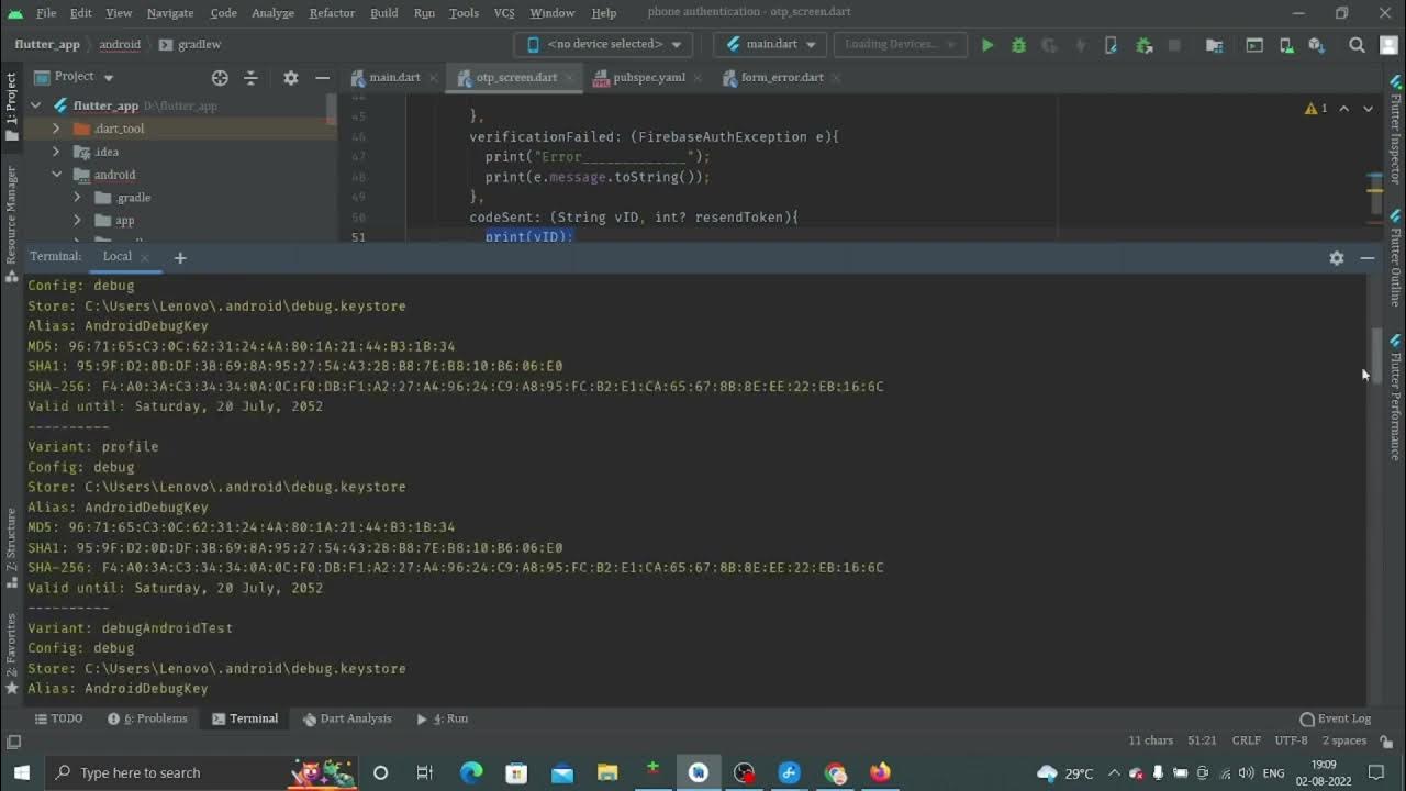 Generate SHA-1 Key In Flutter For Firebase Console - YouTube