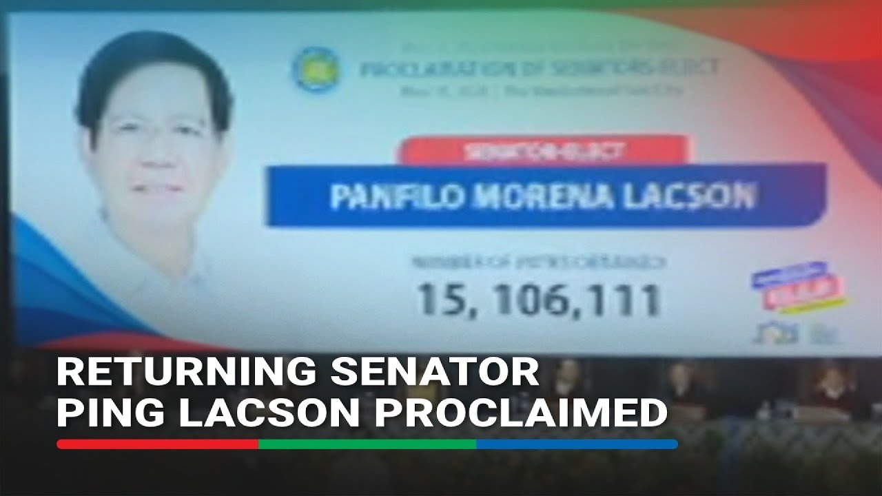 Ping Lacson proclaimed as senator-elect - YouTube