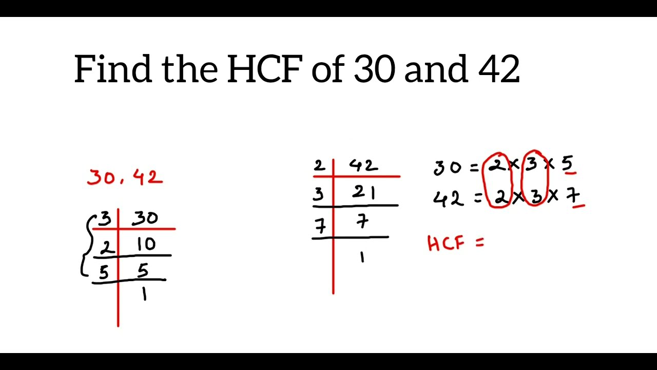 Find The HCF Of 30 And 42 How To Find HCF By Prime Factorisation Find The HCF Of 30 And 42 How To Find HCF By Prime Factorisation